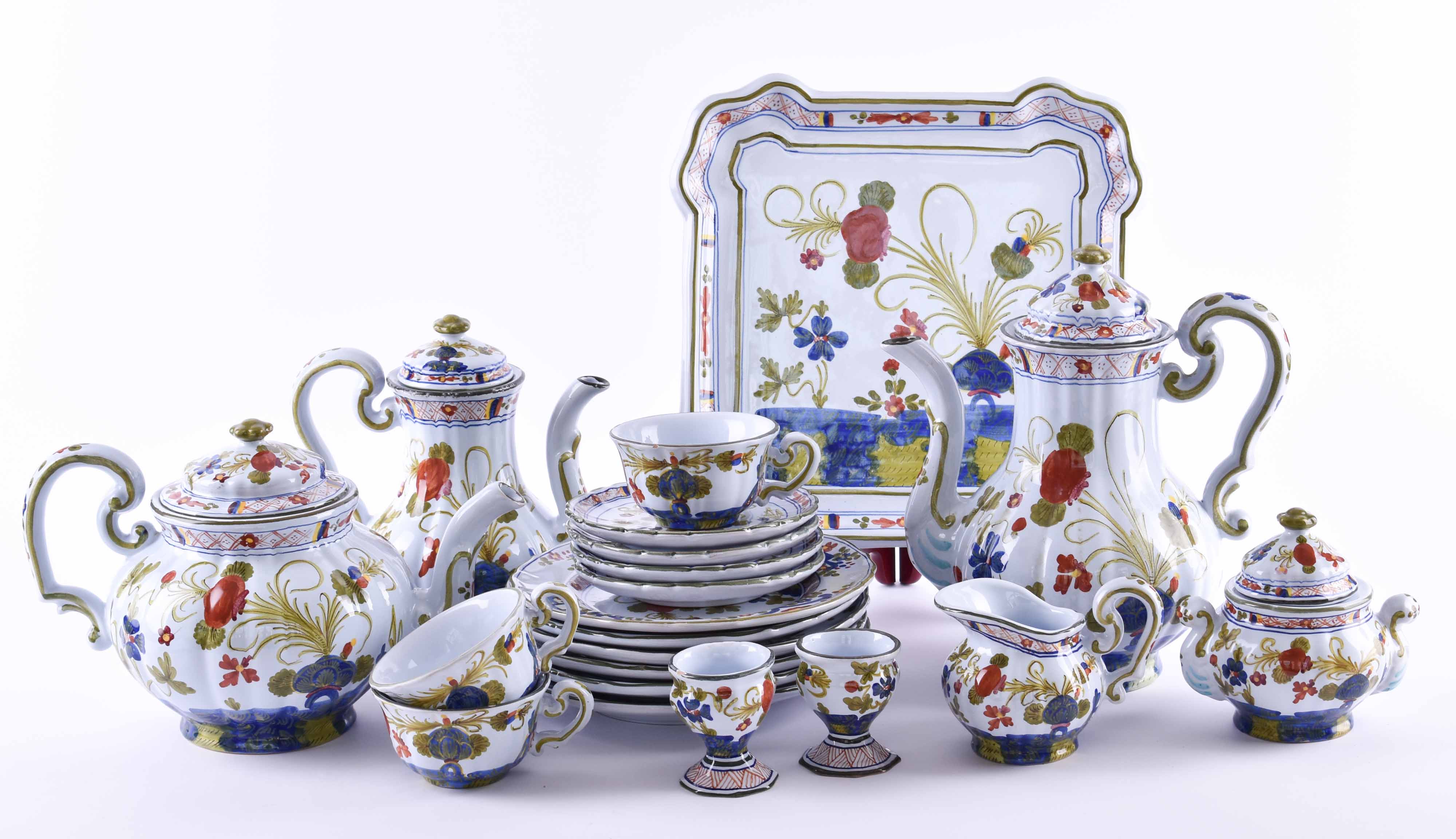 A bundle of majolica CACF Faenza, Italy21 pieces, coffee and tea ...