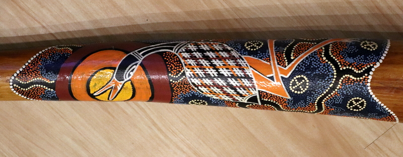 Large Aboriginal Didgeridoo, Decorated In Vibrant Colours With Dot ...