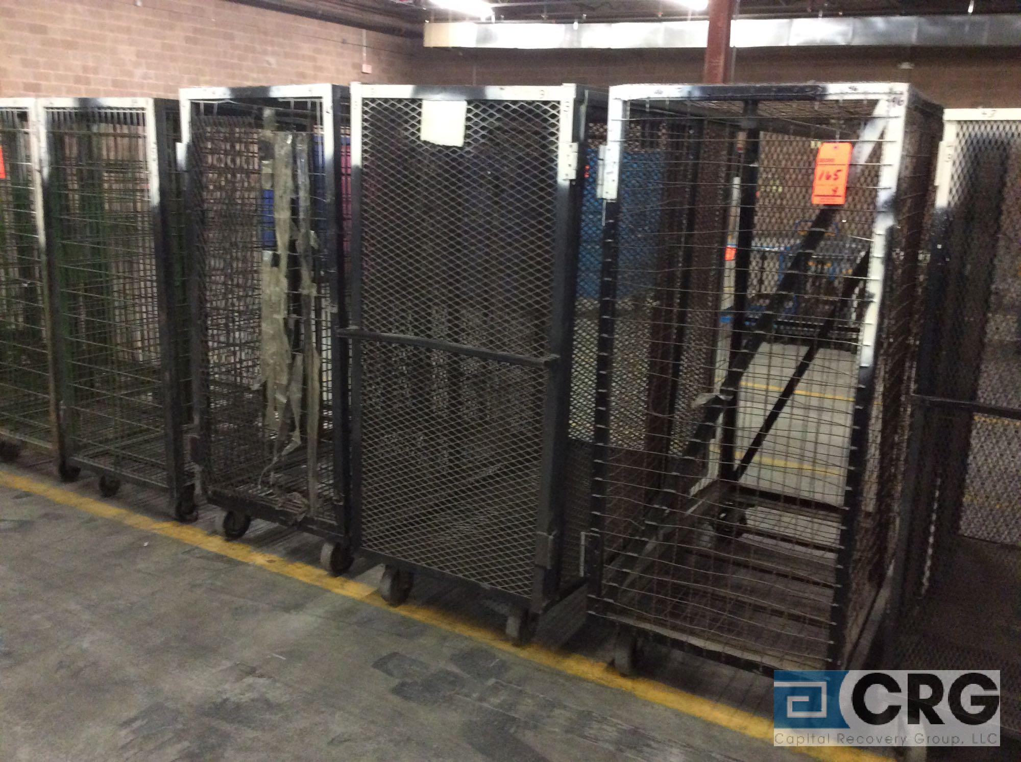 Lot of (4) portable steel merchandise shipping cages, appox 65" x 31" x ...