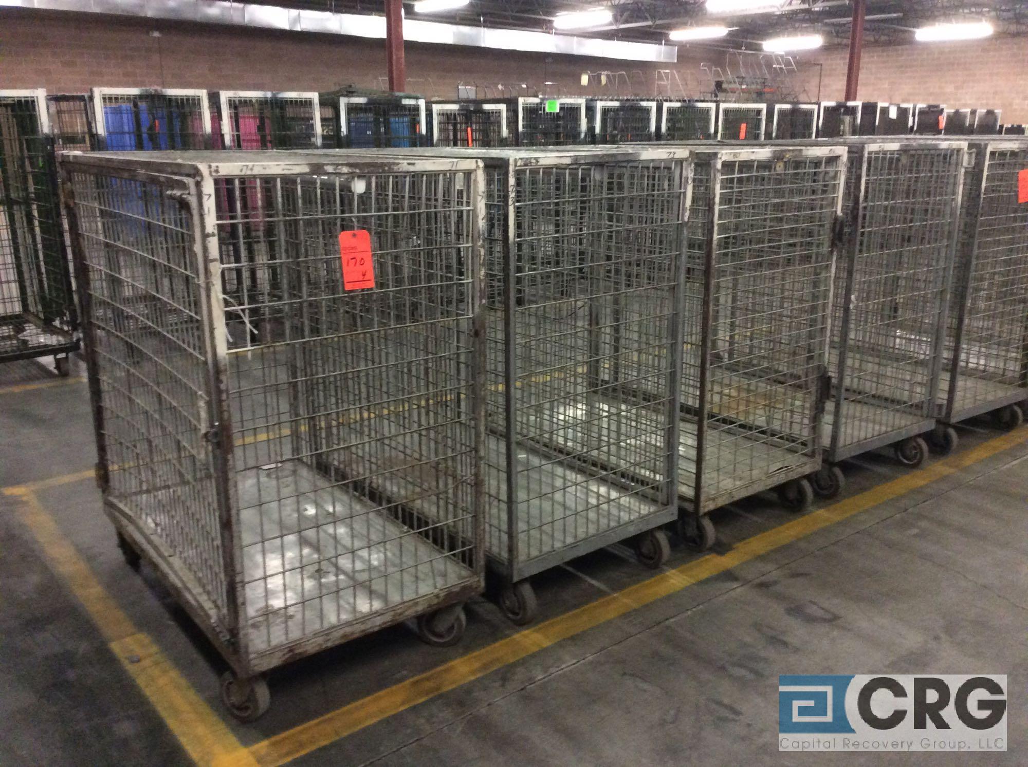 Lot of (4) portable steel merchandise shipping cages, approx 54" x 30 ...