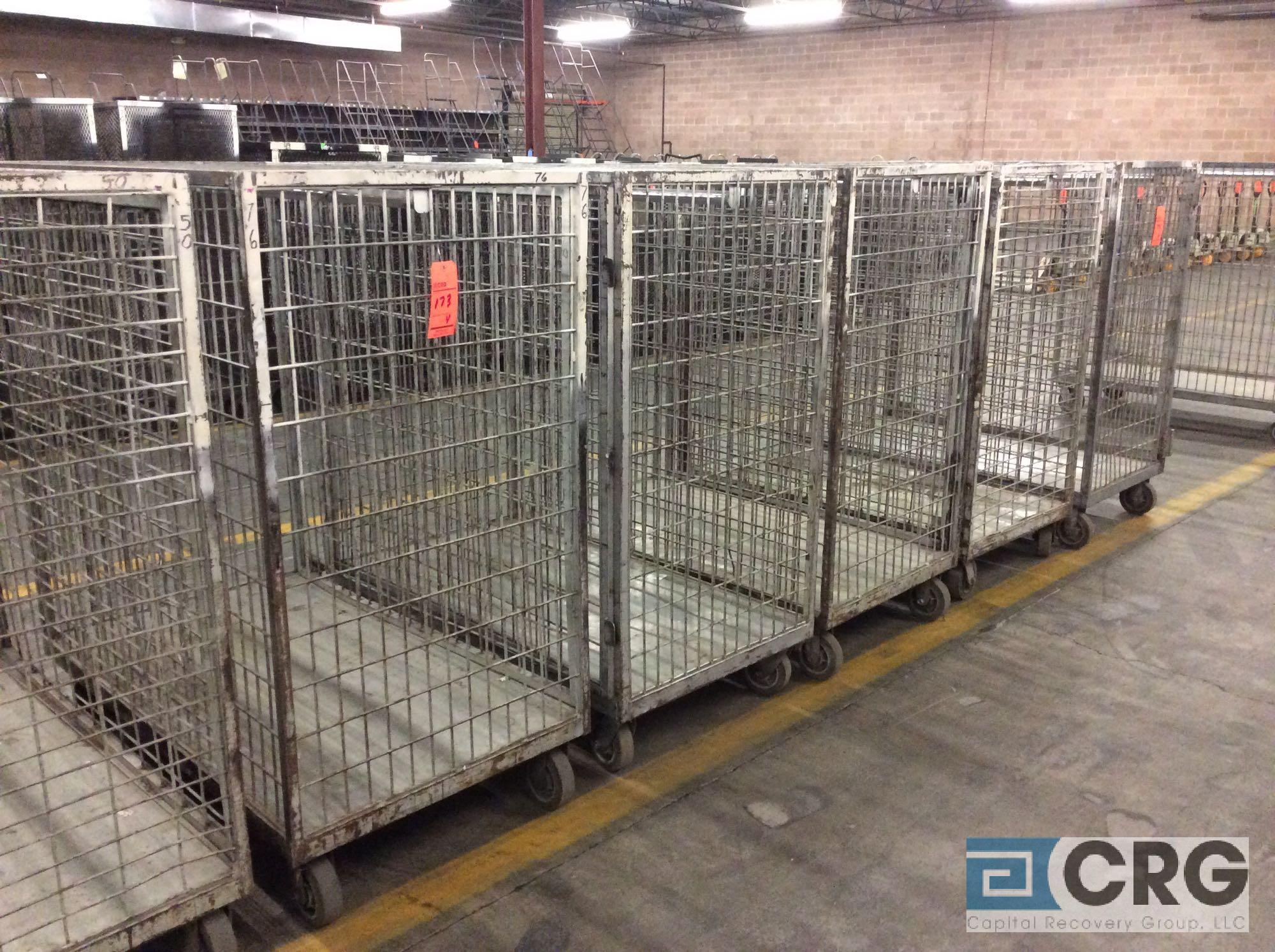 Lot of (4) portable steel merchandise shipping cages, approx 54" x 30 ...