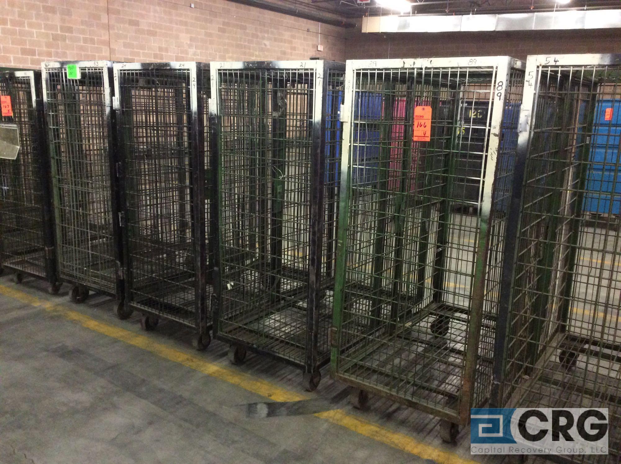 Lot of (4) portable steel merchandise shipping cages, approx 65" x 31 ...