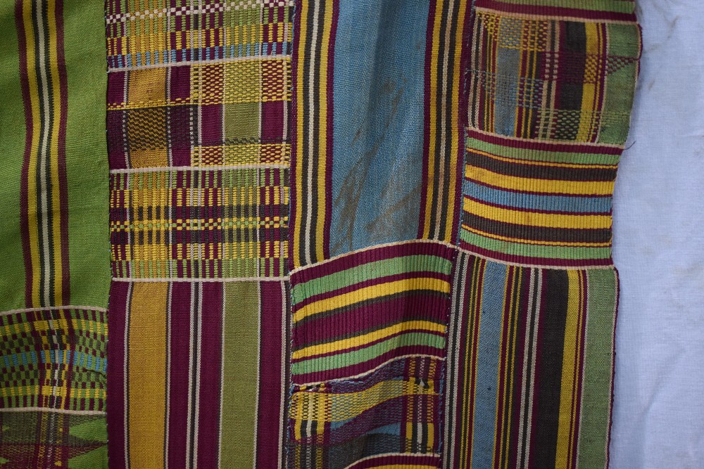 African silk(?) and cotton Kente woman's wrap, Ghana, west Africa ...