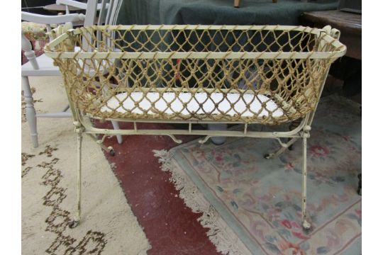 Adjustable Victorian antique cast iron baby cot / crib / cradle by G H ...