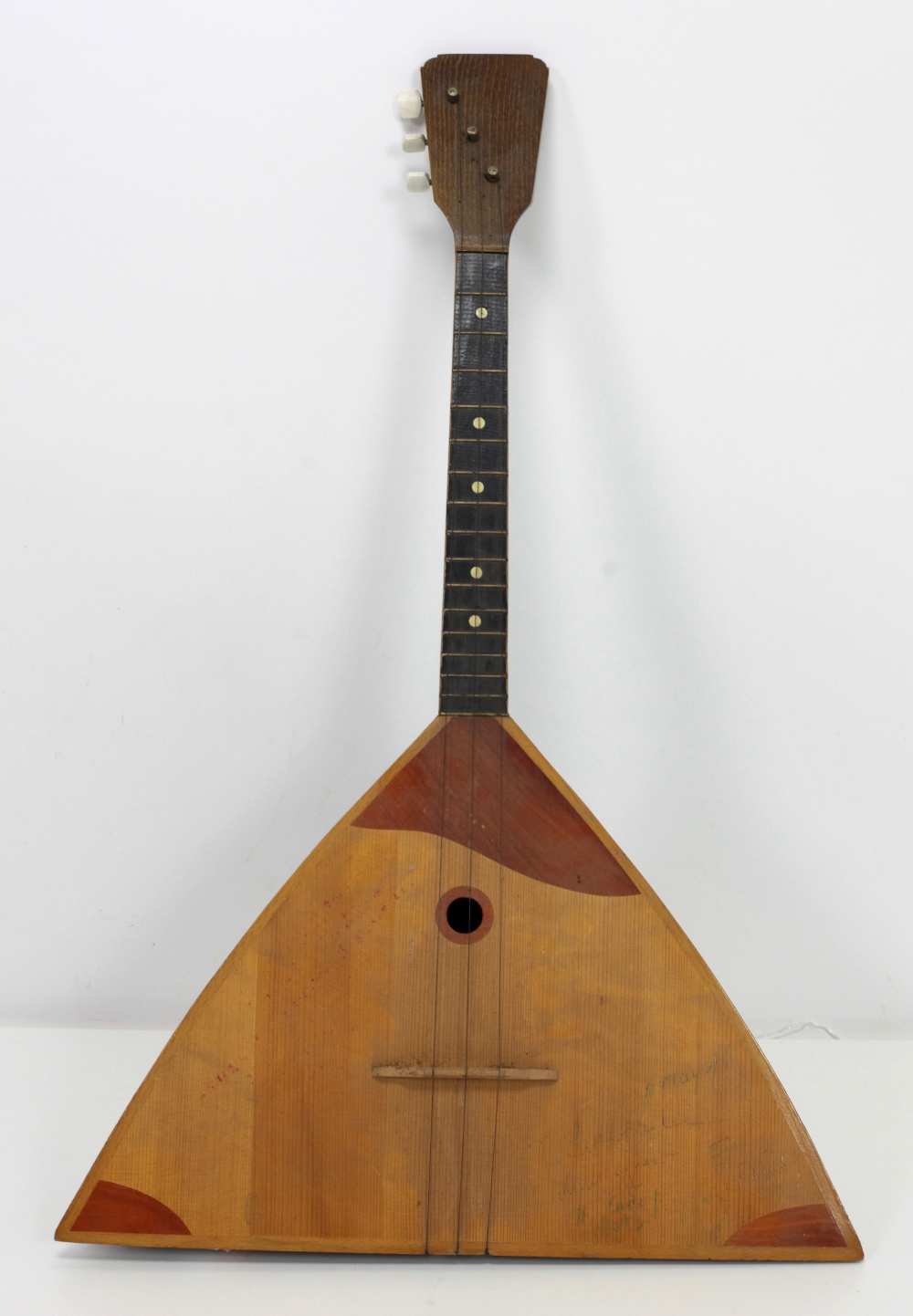 A Russian Balalaika, with indistinct description dated 5/5/72 in ...