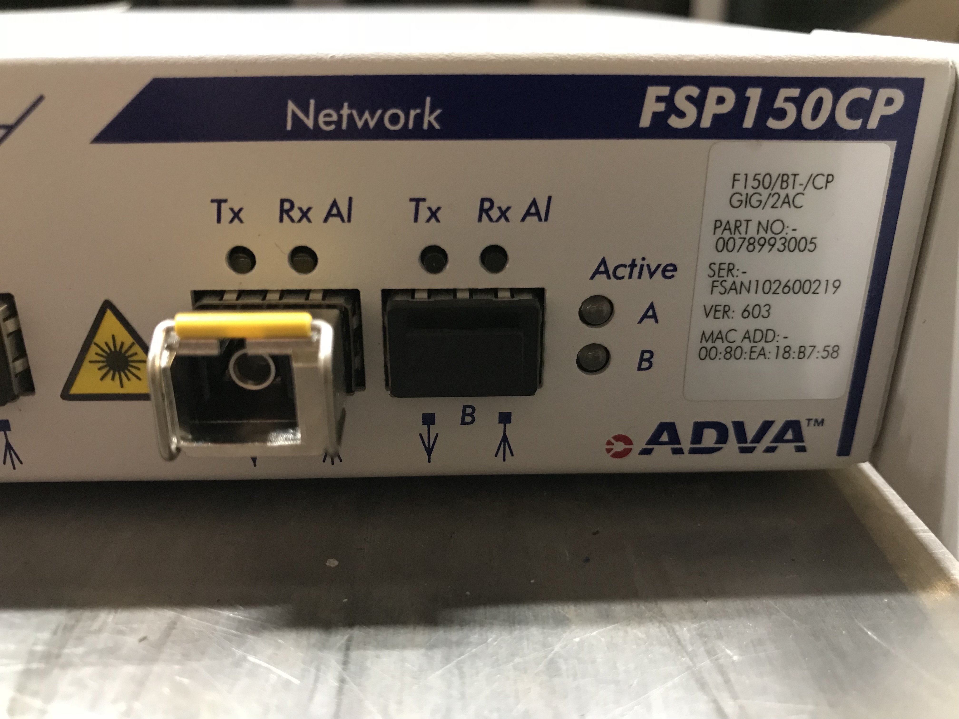 ADVA Gigabit Ethernet Optical Fibre Access Switch Model: FSP150CP ADVA ...