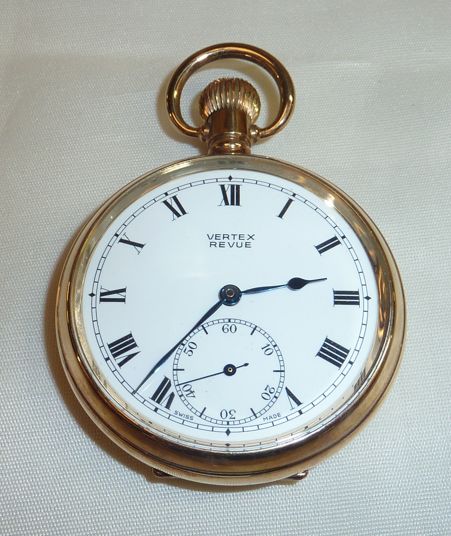 Vertex Revue gold plated pocket watch with railway inscription on ...