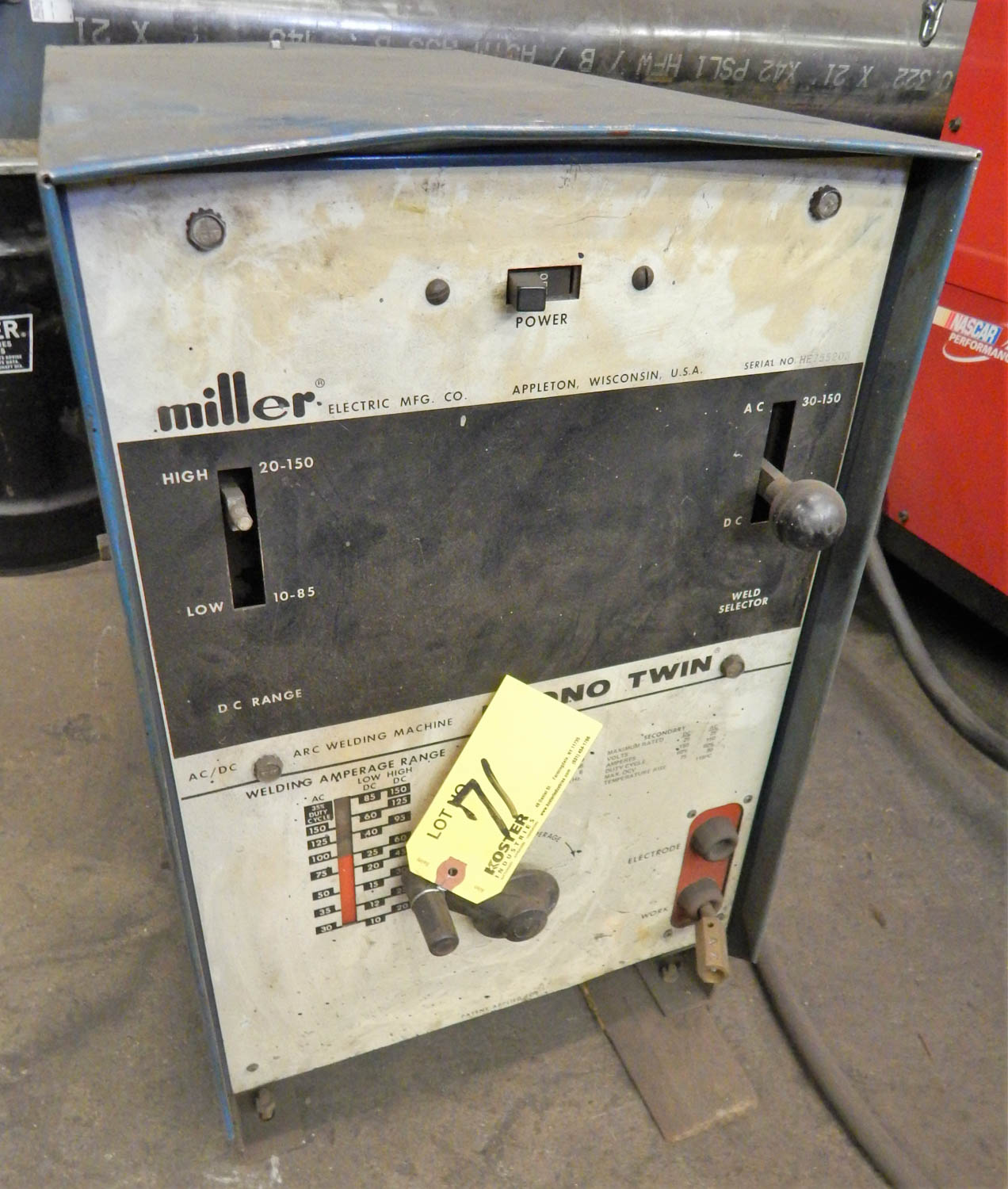 MILLER ECONO-TWIN 150-AMP AC/DC ARC WELDER, WITH 60% DUTY CYCLE, S/N ...