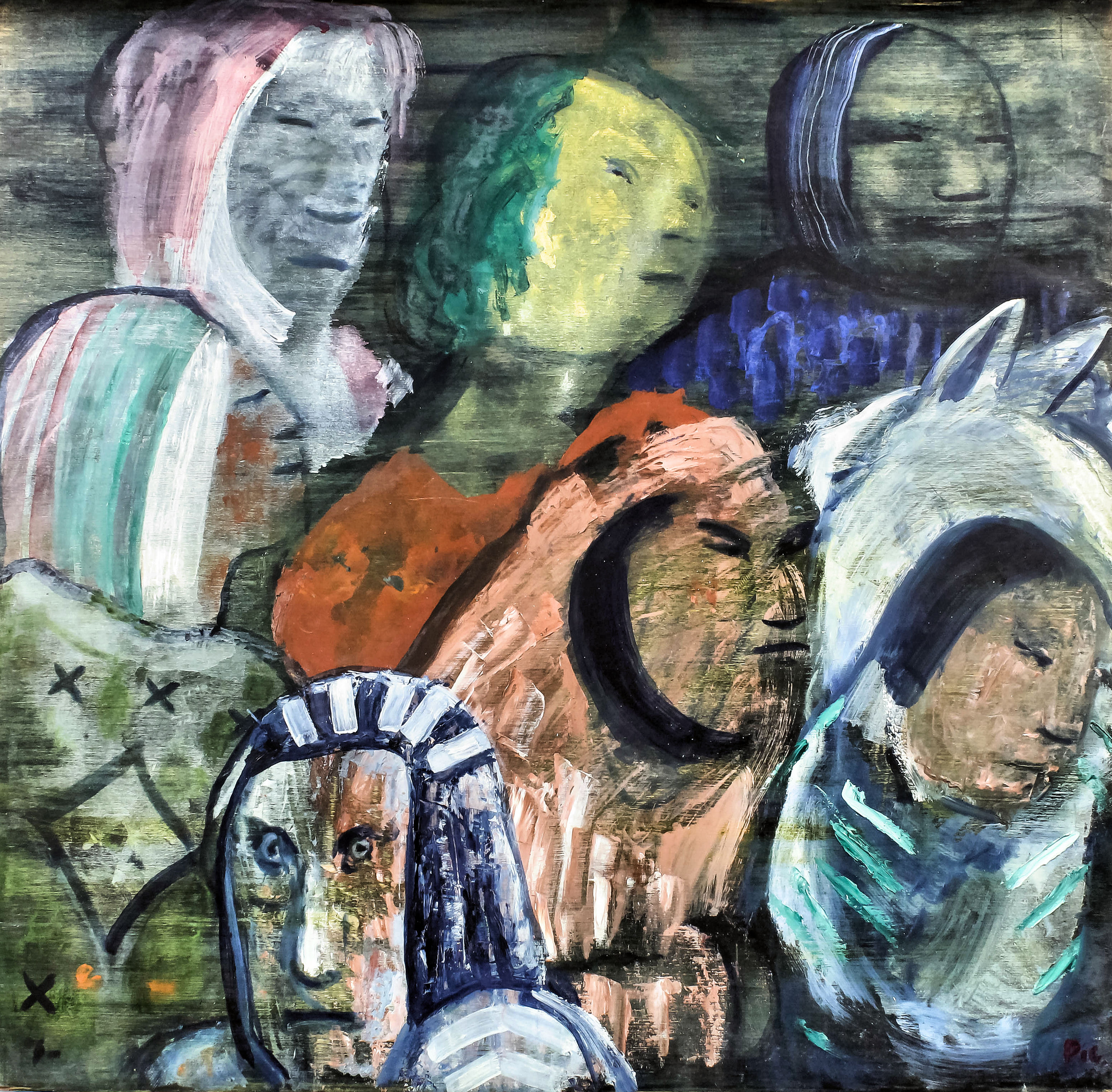 ***Charles Higgins (1893-1980) - Oil painting - "Various Faces", board ...