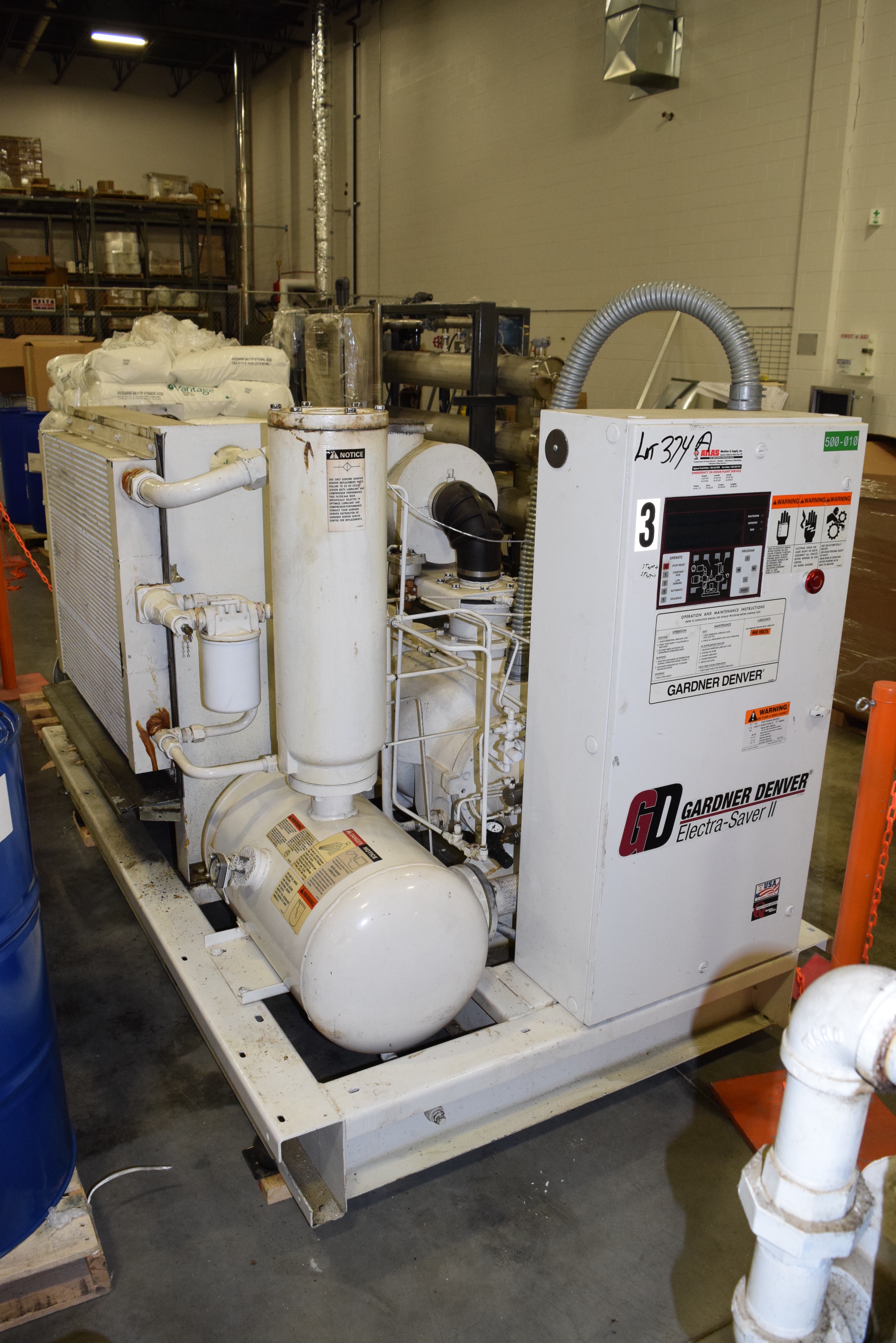 Gardner Denver 100 HP Screw Air Compressor Serial number:S278299 Model ...