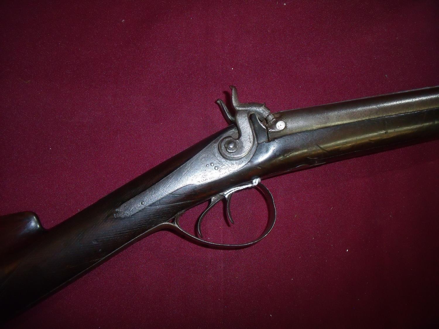 Percussion cap double barrelled shotgun by Samuel Nock circa 1835, with ...