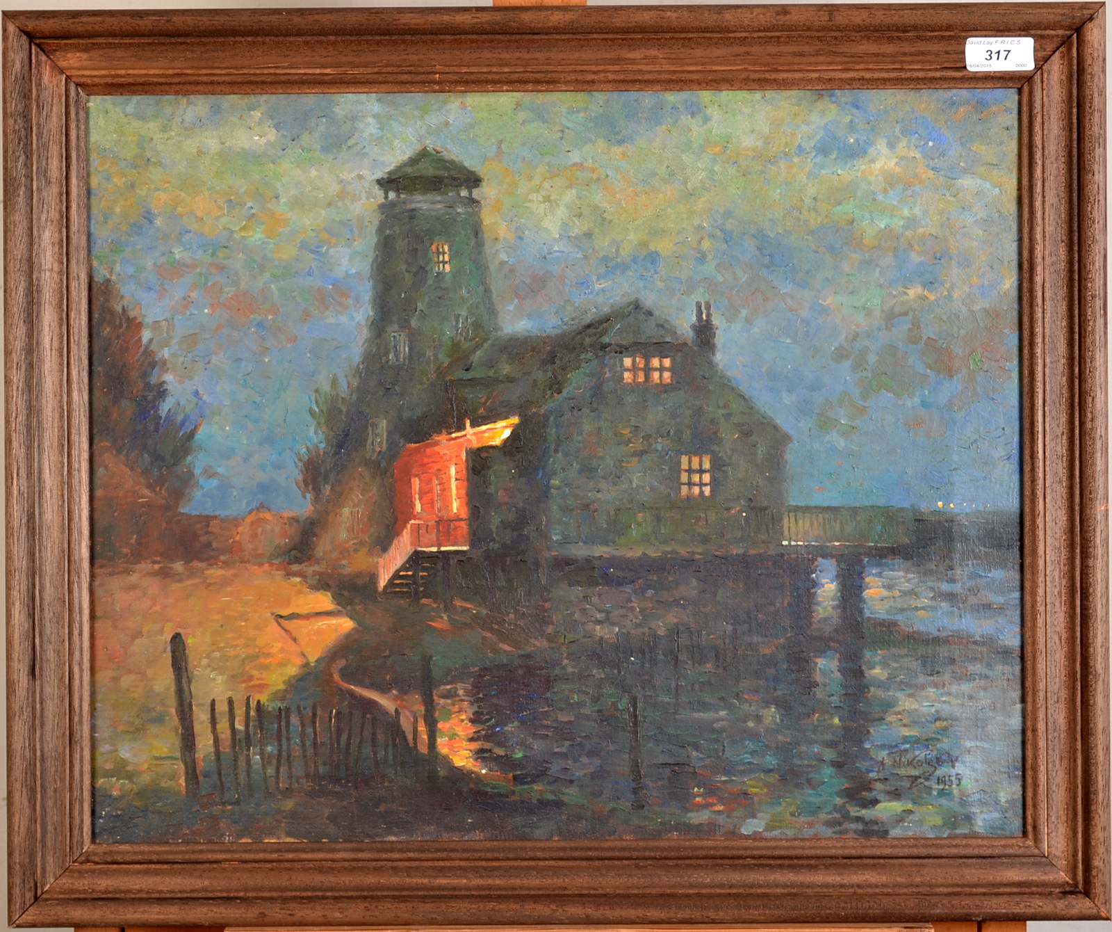 ANATOLI NIKOLAEVICH NIKOLSKY (?) Evening, Reflections on the Water Oil ...