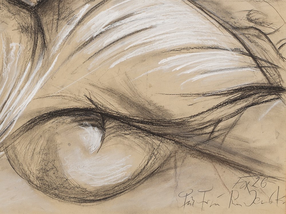 Reclining Female Nude, Drawing, Germany, 1926 Mixed media with charcoal ...