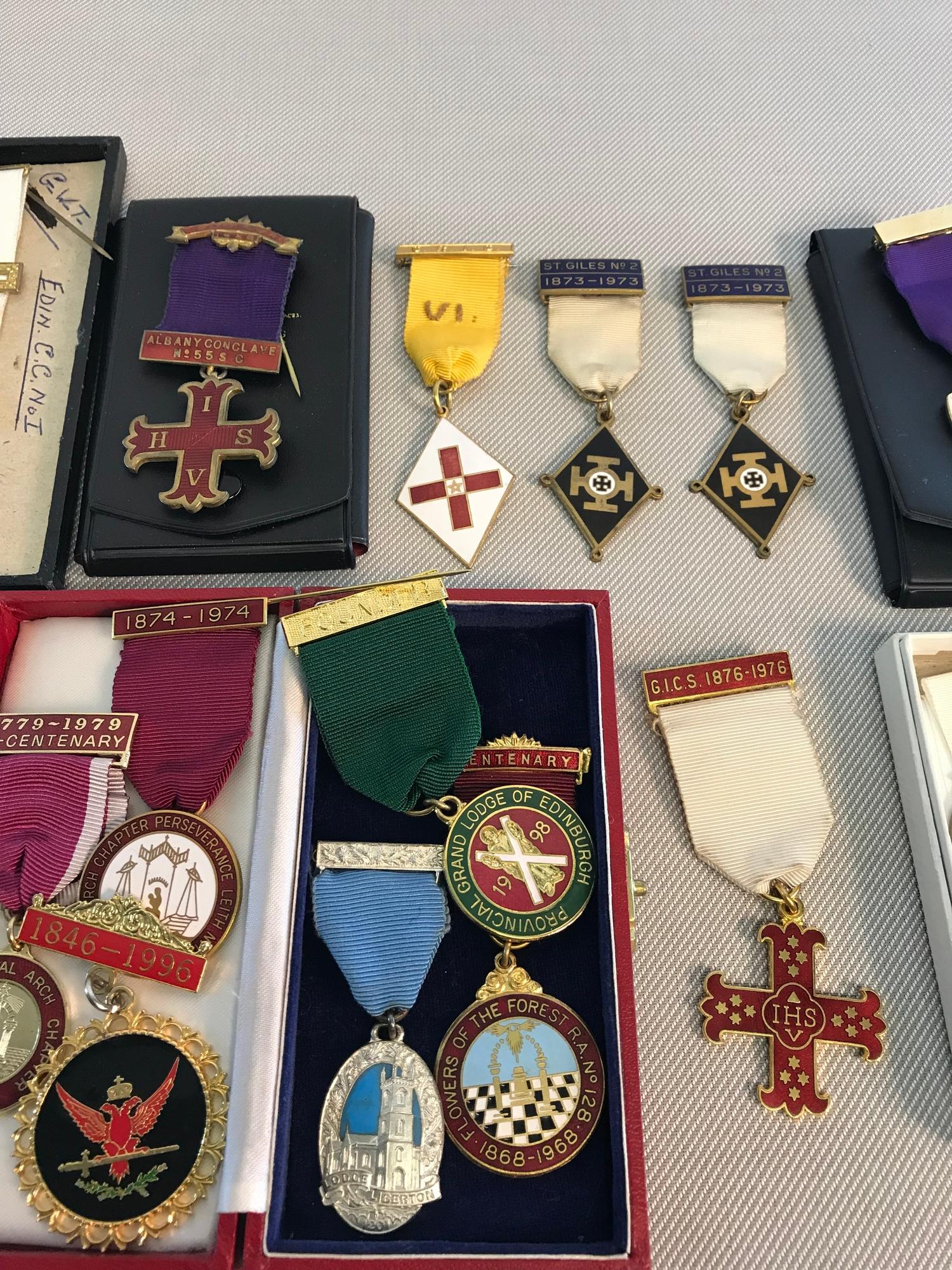 A Collection of Masonic medals to include silver hallmarked & enamel ...