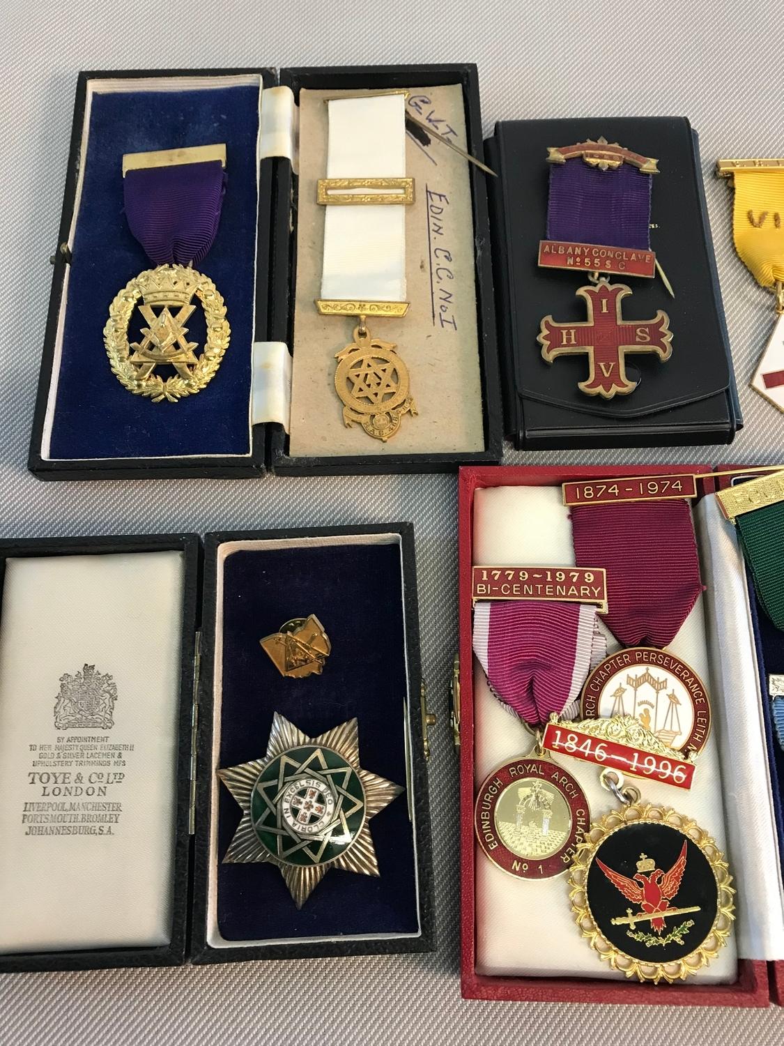 A Collection of Masonic medals to include silver hallmarked & enamel ...