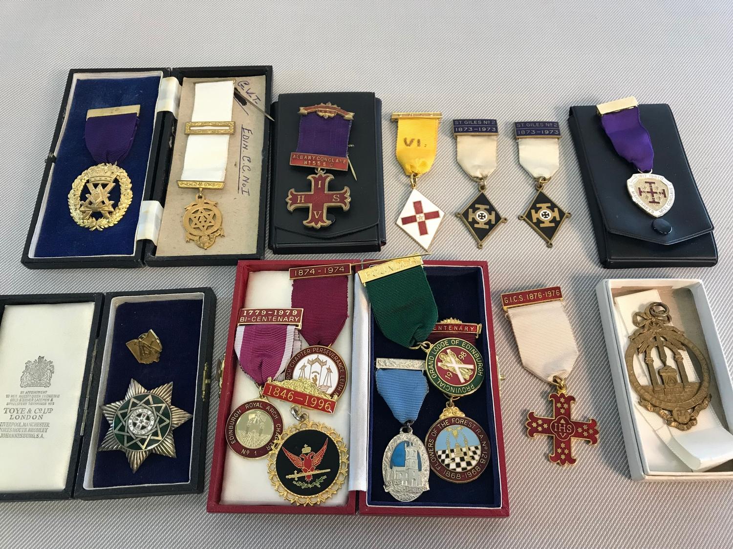 A Collection of Masonic medals to include silver hallmarked & enamel ...