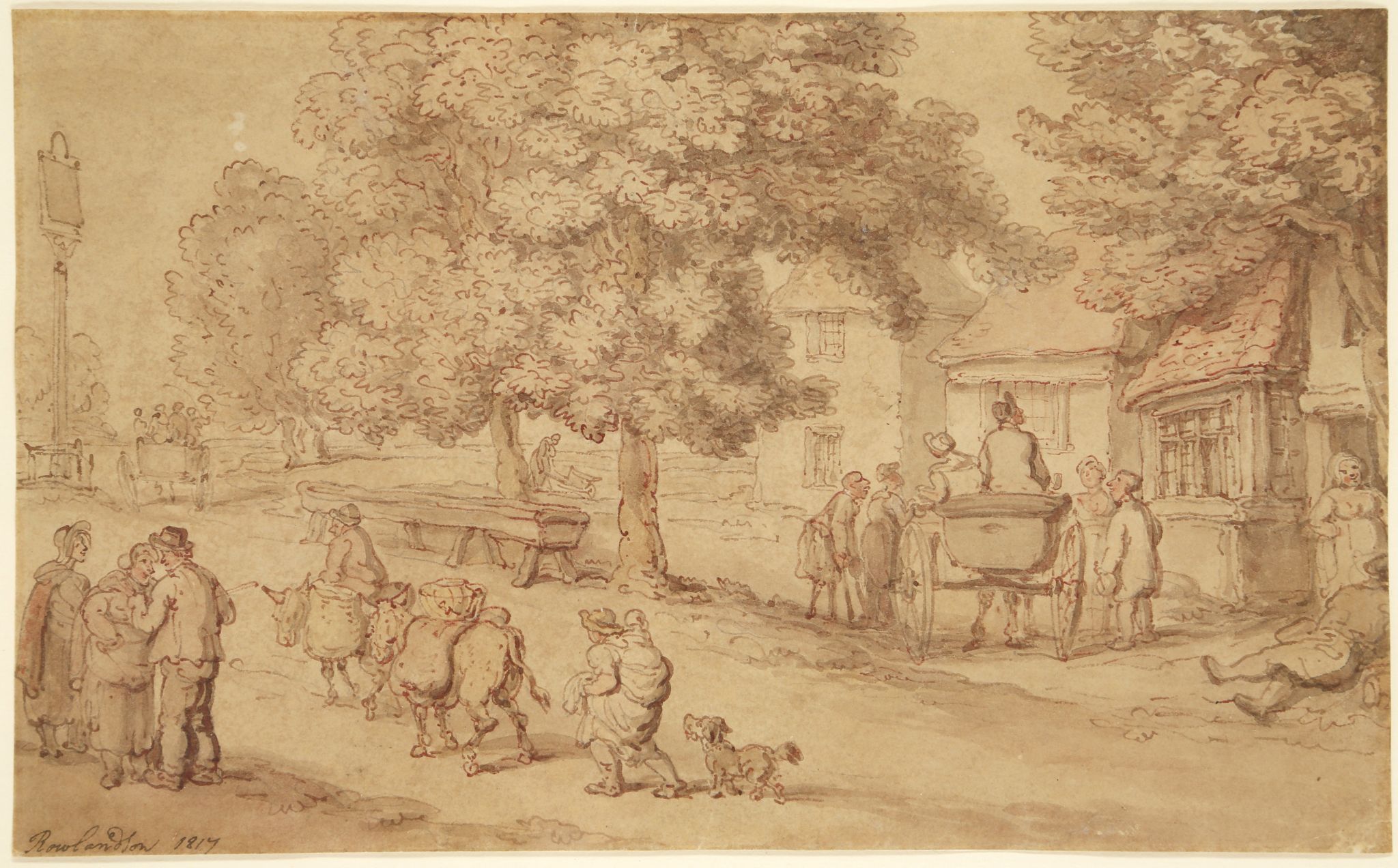 THOMAS ROWLANDSON (1756-1827). "Figures outside an Inn in a country ...