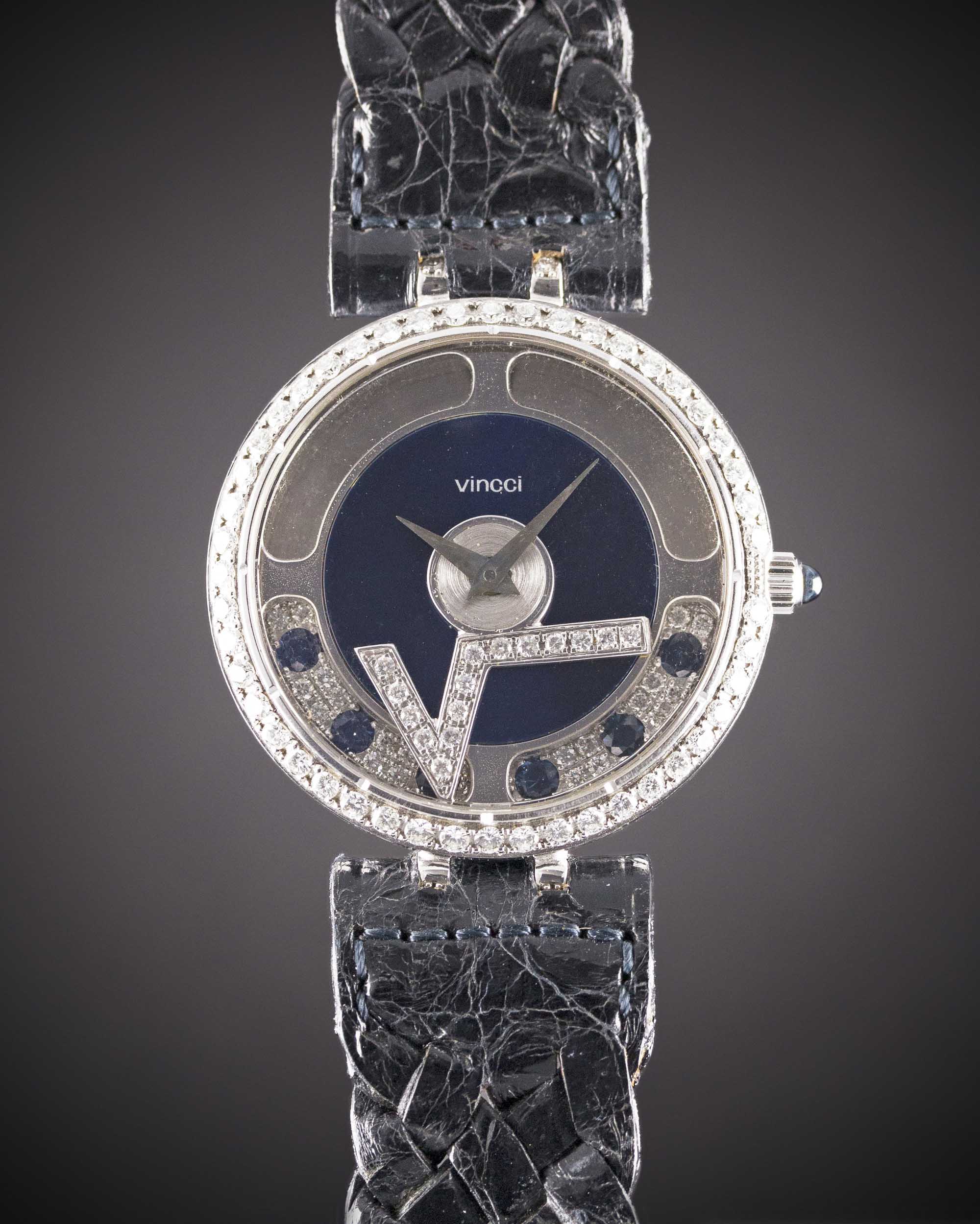 AN 18K SOLID WHITE GOLD & DIAMOND VINCCI AUTOMATIC WRIST WATCHCIRCA ...