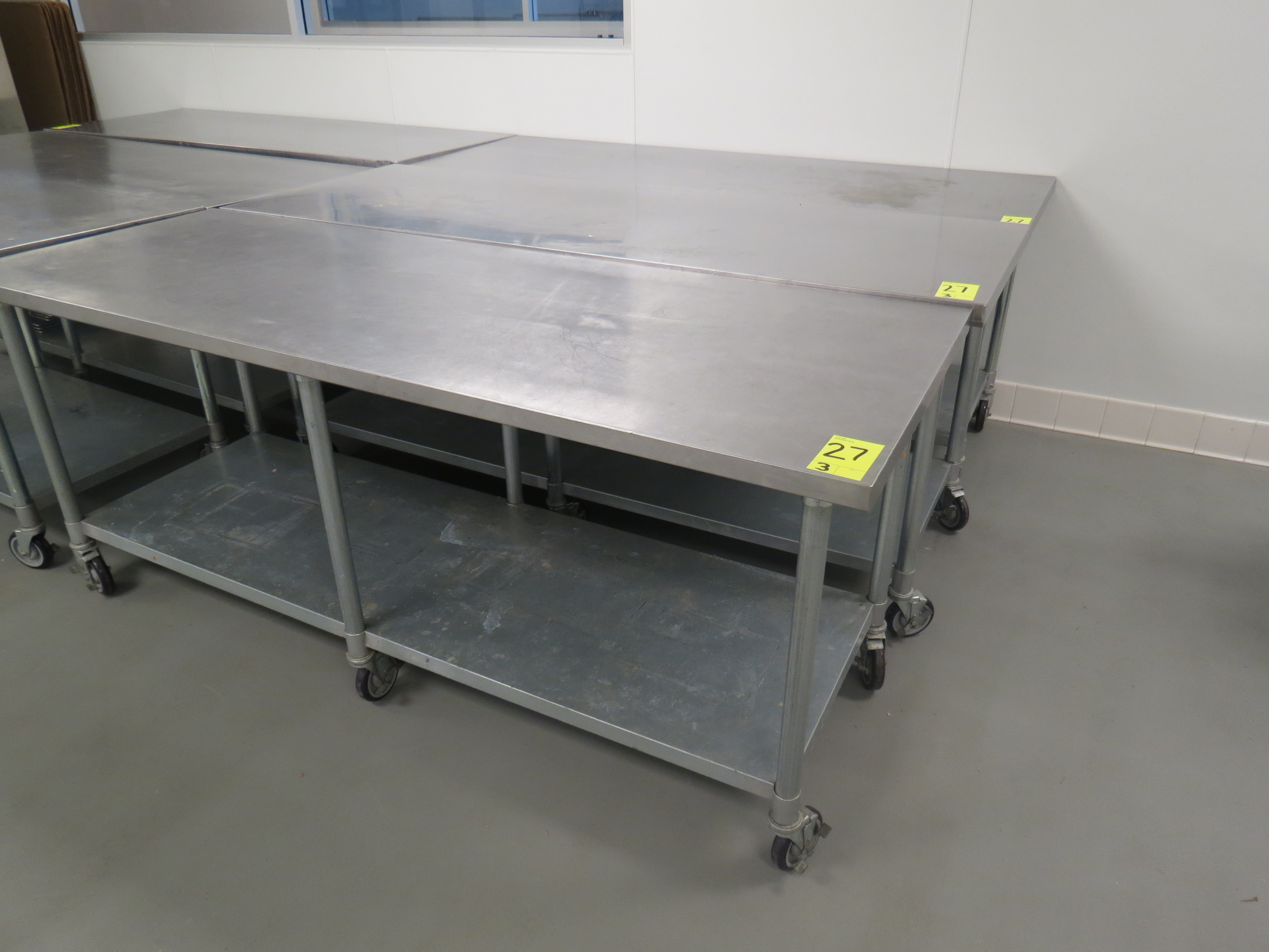 STAINLESS STEEL MOBILE PREP TABLES, 30" x 84"