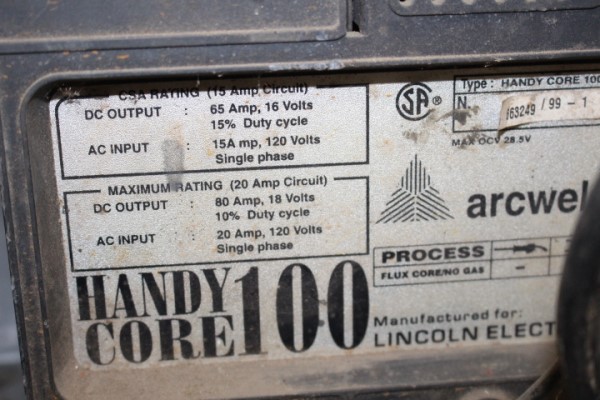 Lincoln Arcweld Handy Core 100 Mig Welder 120v