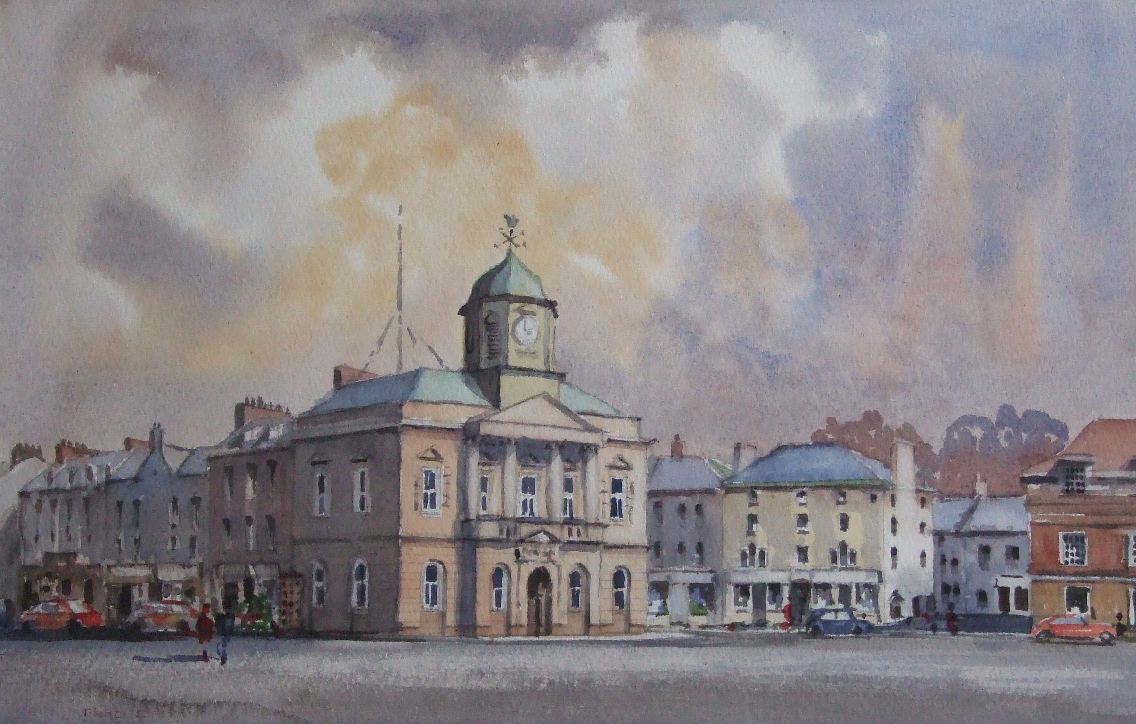 * Fred Stott KELSO SQUARE Watercolour. Signed. 34½cm x 53cm
