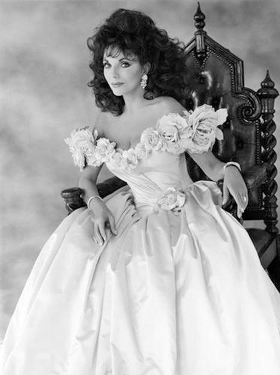JOAN COLLINS NATIONAL PORTRAIT GALLERY GOWN A petal pink satin Emanuel ...