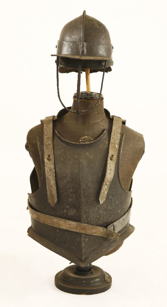 Cromwellian armour,a lobster tail helmet, breast and backplates on ...