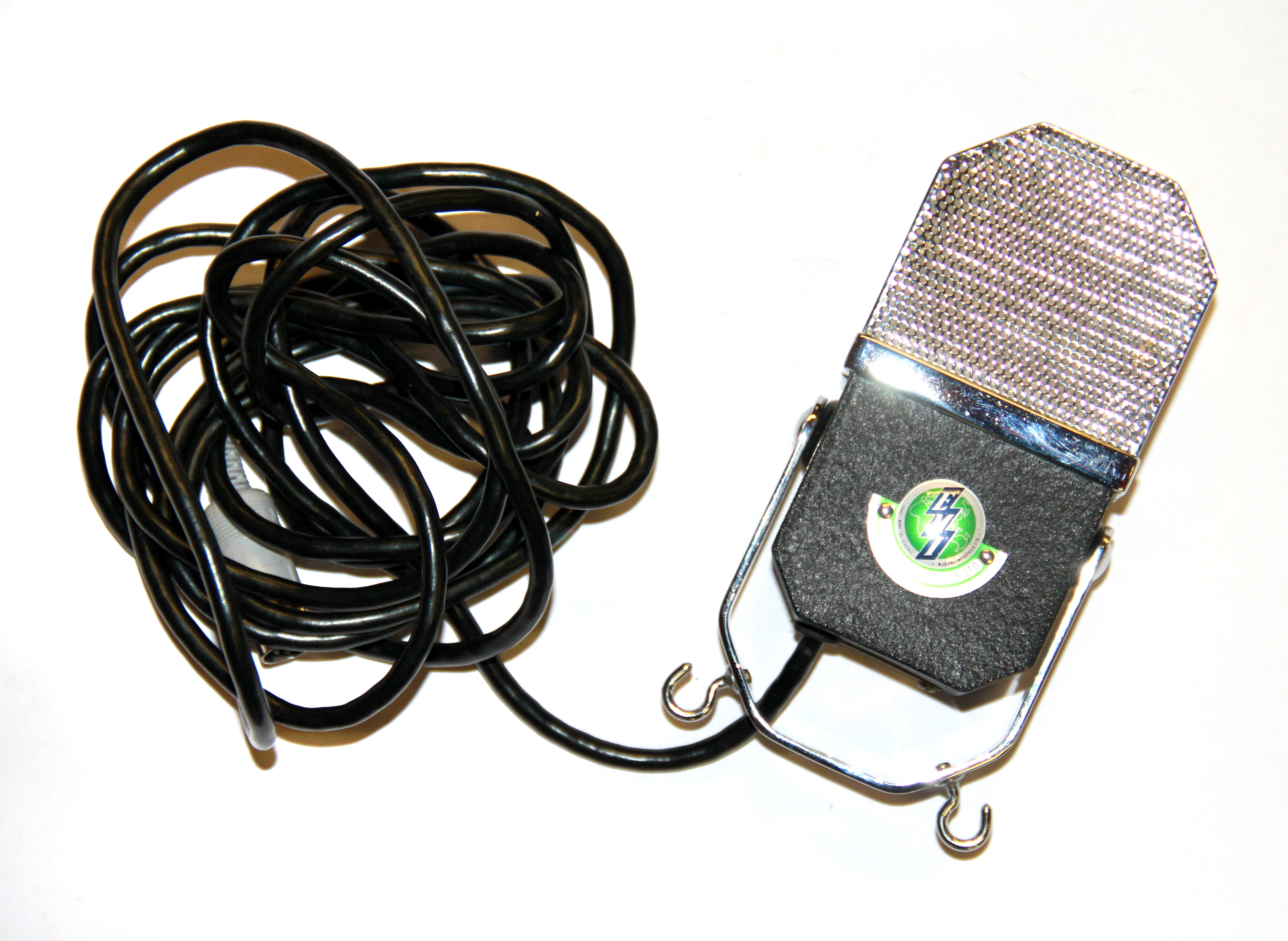 A rare boxed 'His Master's Voice' ribbon microphone, in an EMI wooden box.