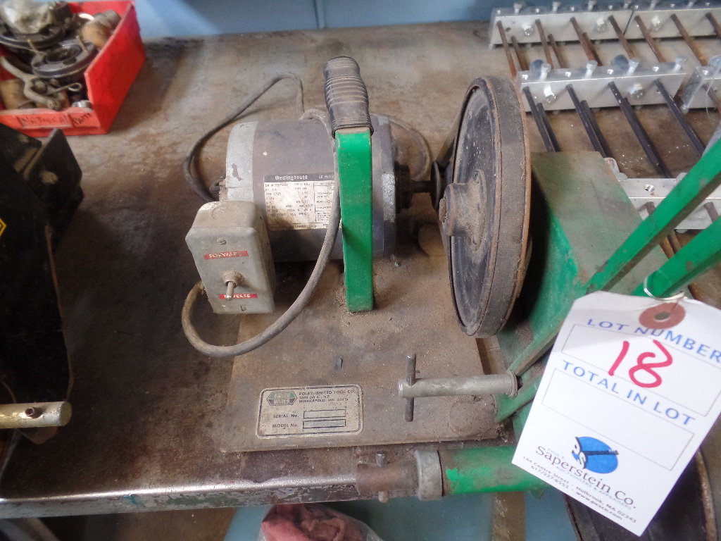 { Group of lots: 17, 18 } Foley #365 Back Lapping Machine