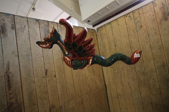 2 Hand Carved Wooden Chinese Hanging Dragons