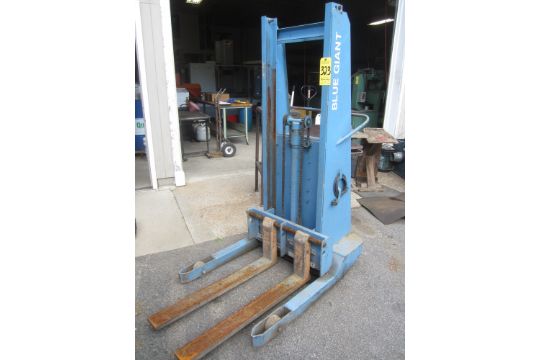 Blue Giant Walk Behind Electric Fork Lift, s/n 25502, 1,500 Lb. Capacity