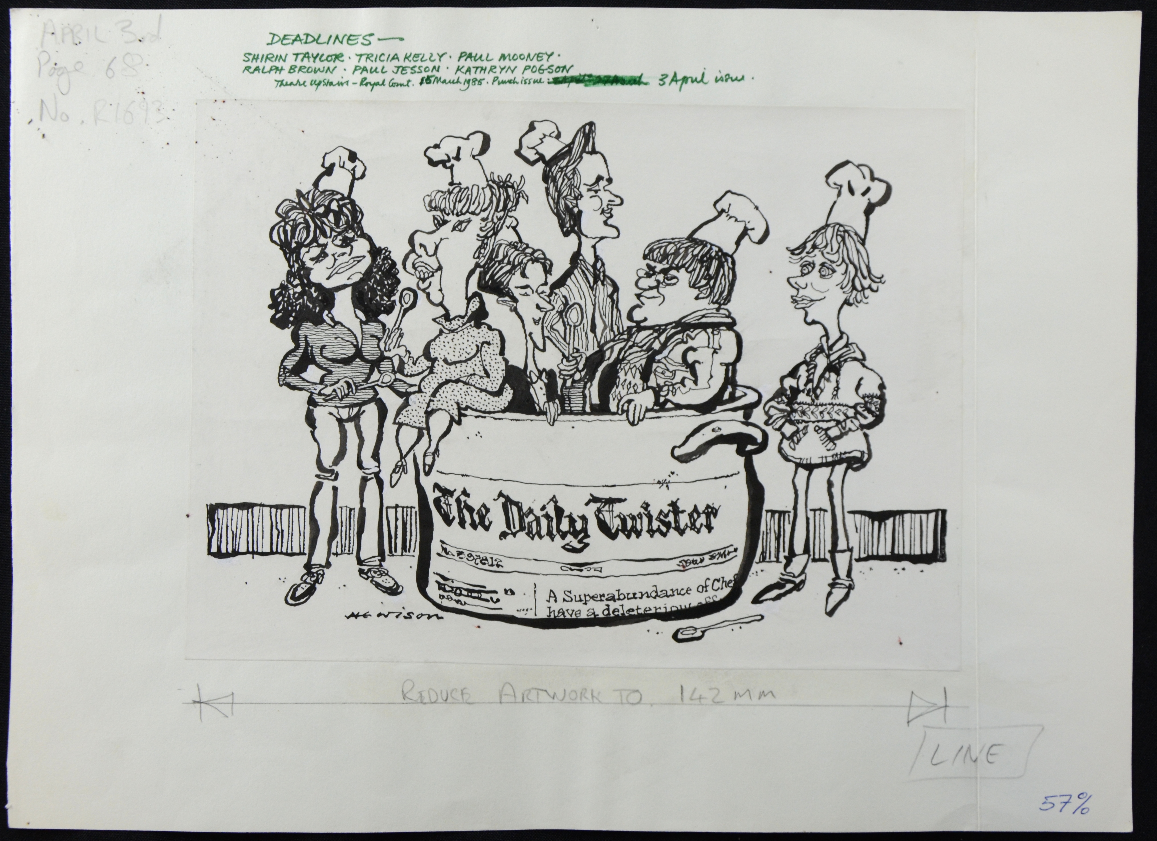 William ""Bill"" Hewison, original cartoon, Deadlines, Punch 3 April 19 ...