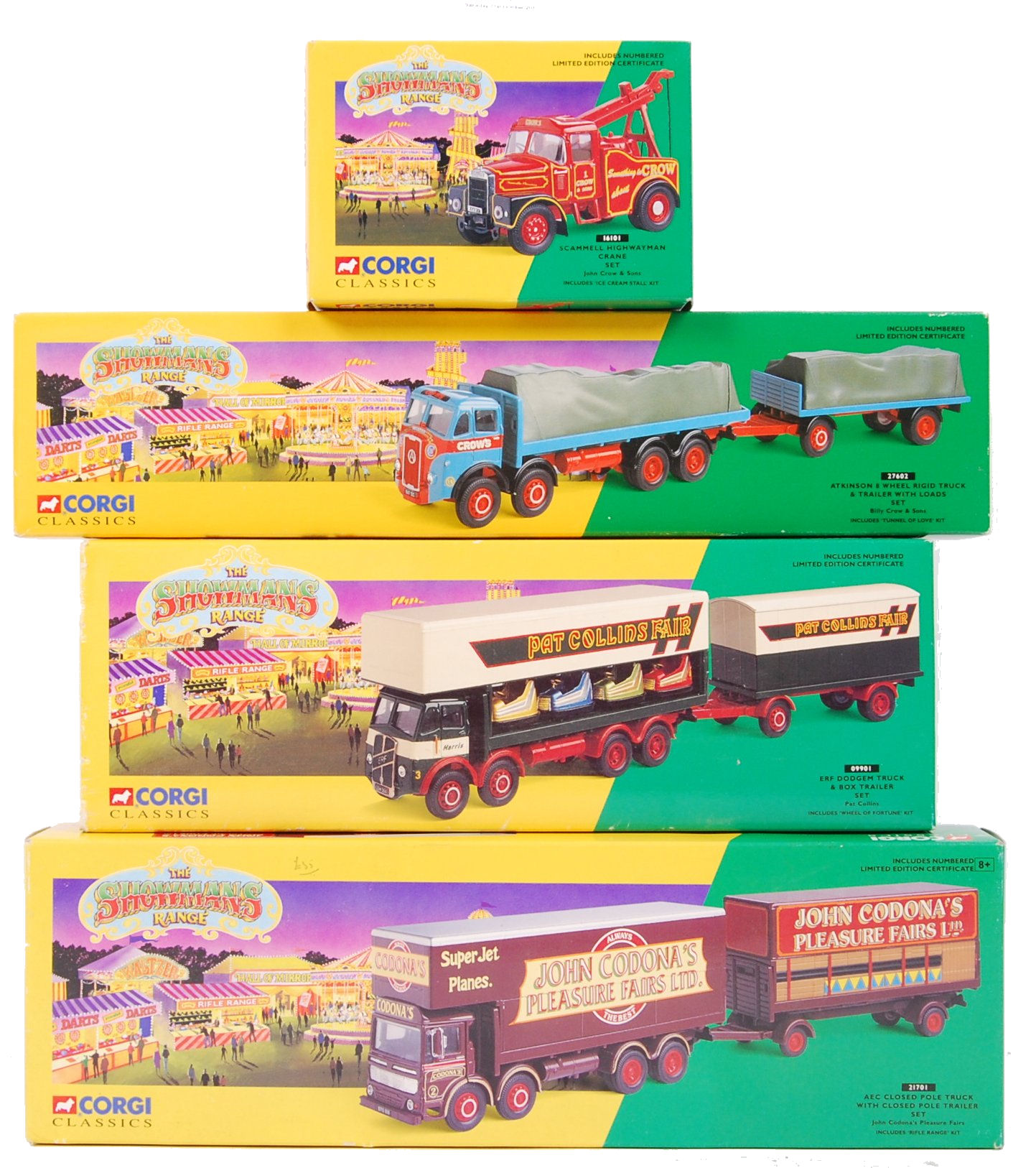 A collection of 4x Corgi Showmans Range Circus related diecast model ...