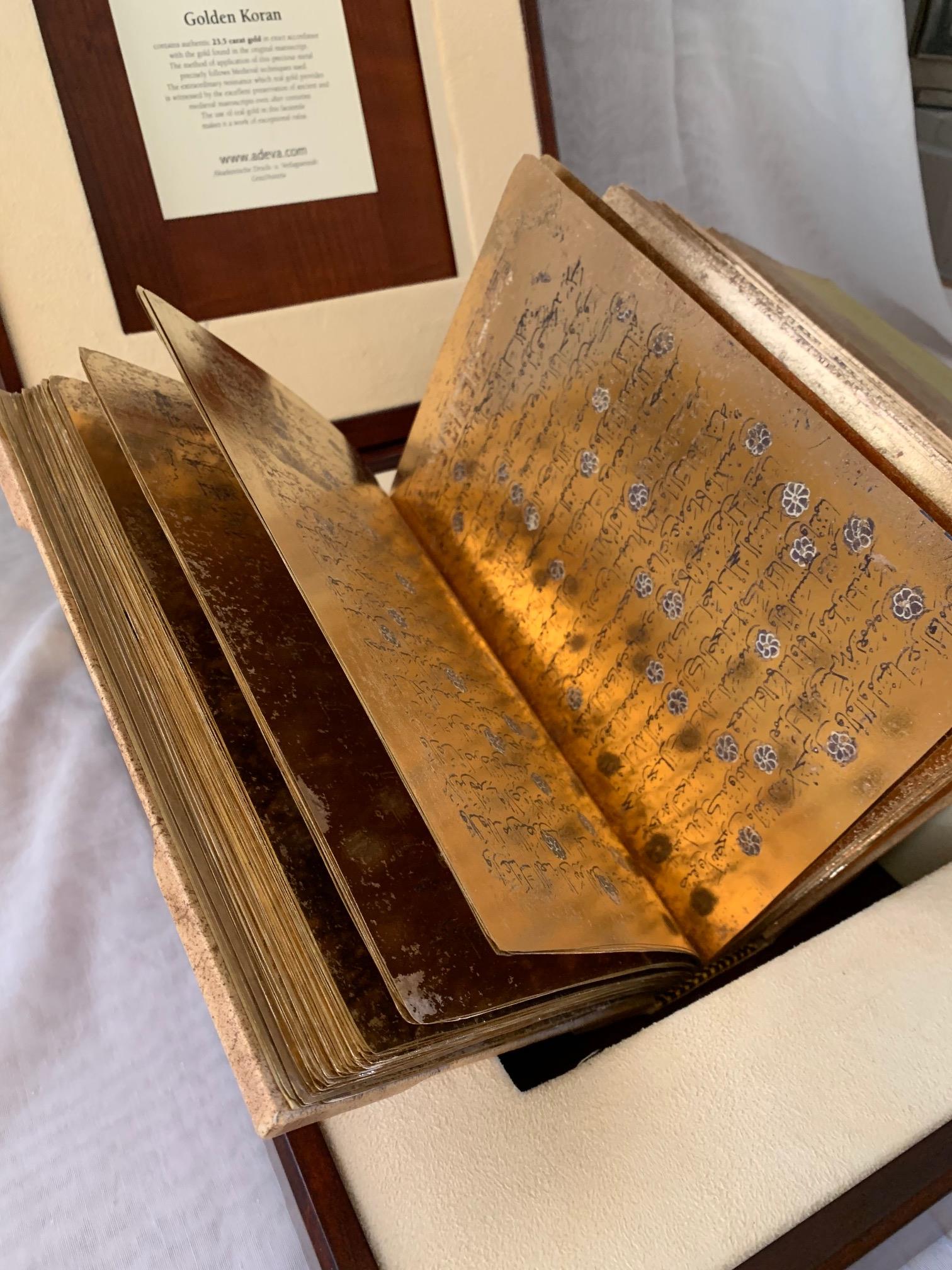 Golden Quran Written On 23,5 Carat Gold Pages Gold ddition of the ...