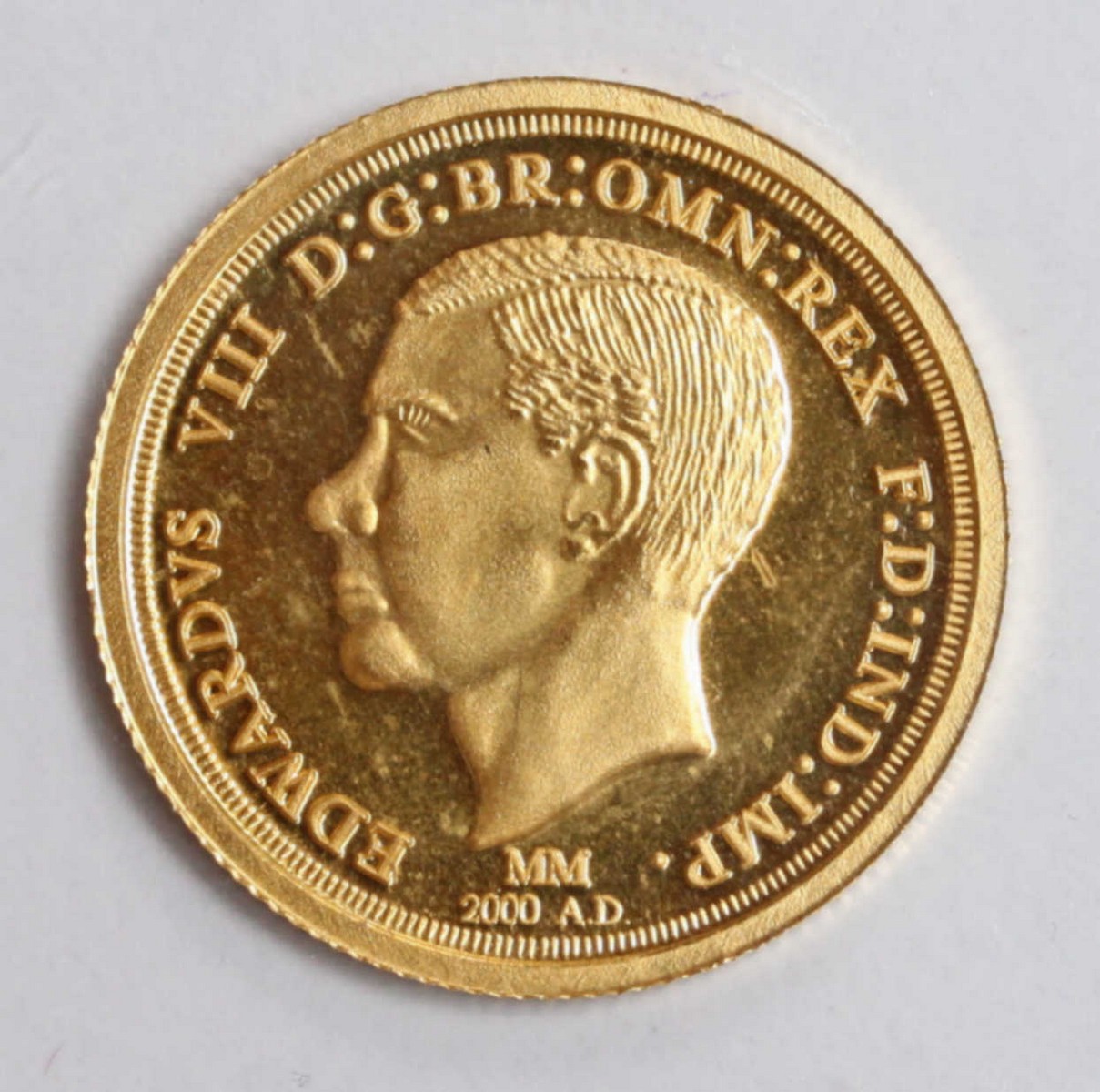 A year 2000 Edward VIII Pattern Gold Sovereign, reverse 'Milestones of ...