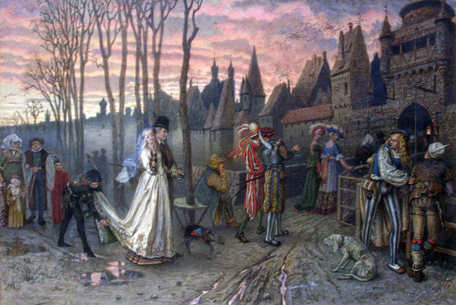 Georg von Rosen (1843-1923) Middle Age Marriage scene. Signed and dated ...