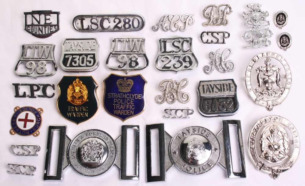 Selection of Scottish Police Badges and Insignia, consisting of oval ...