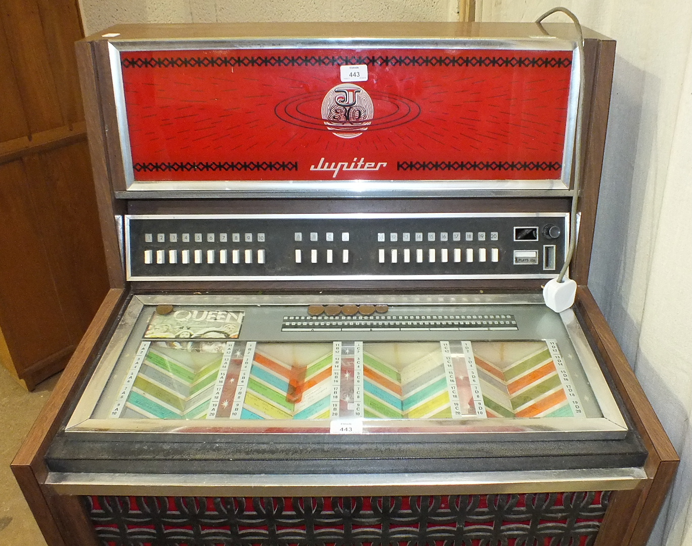 A Jupiter 'J80' jukebox circa late-1960's/early-1970's, 76.5cm wide.