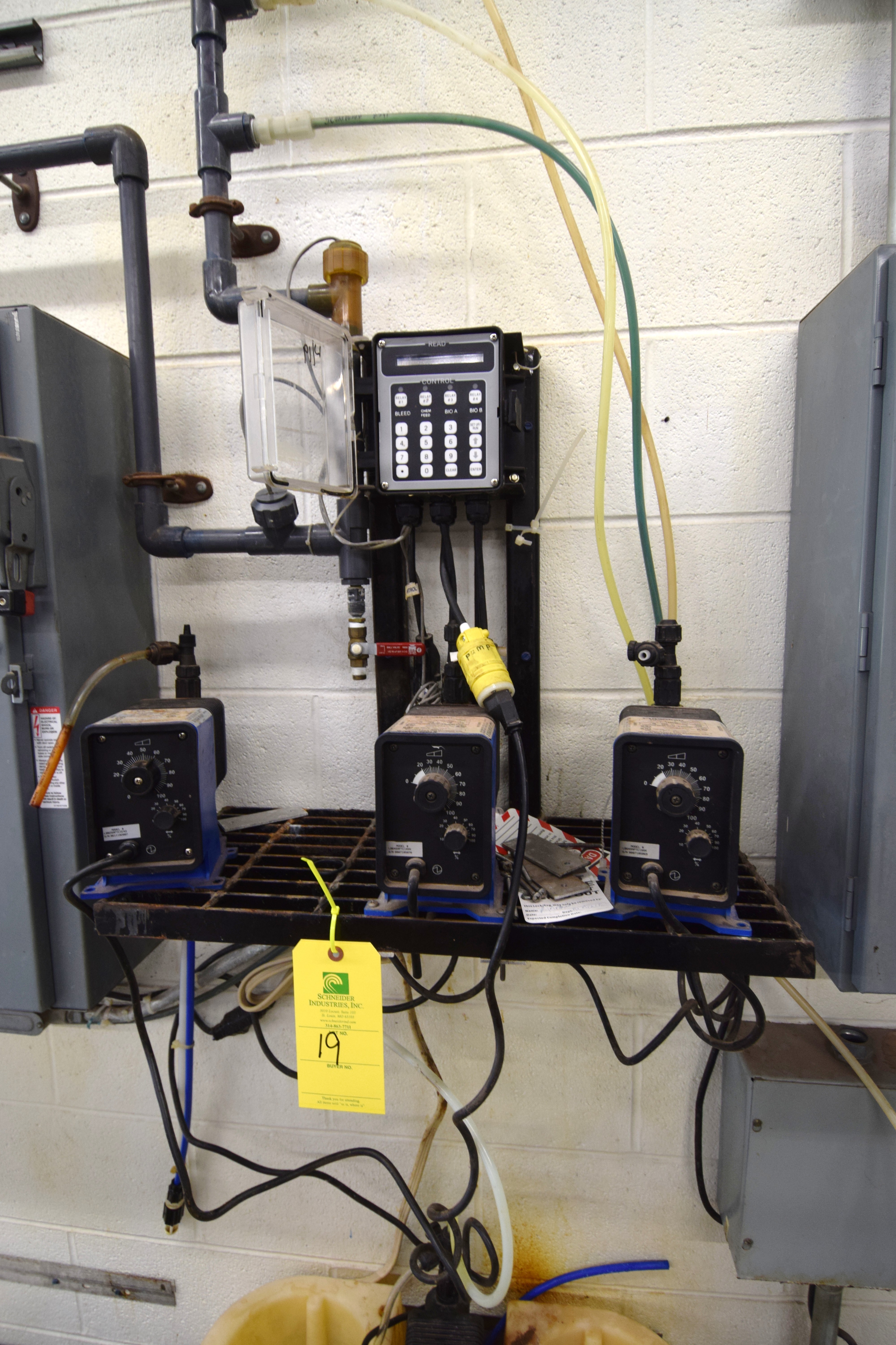 EcoLab water care system consisting of: (2) feed containers, (5 ...