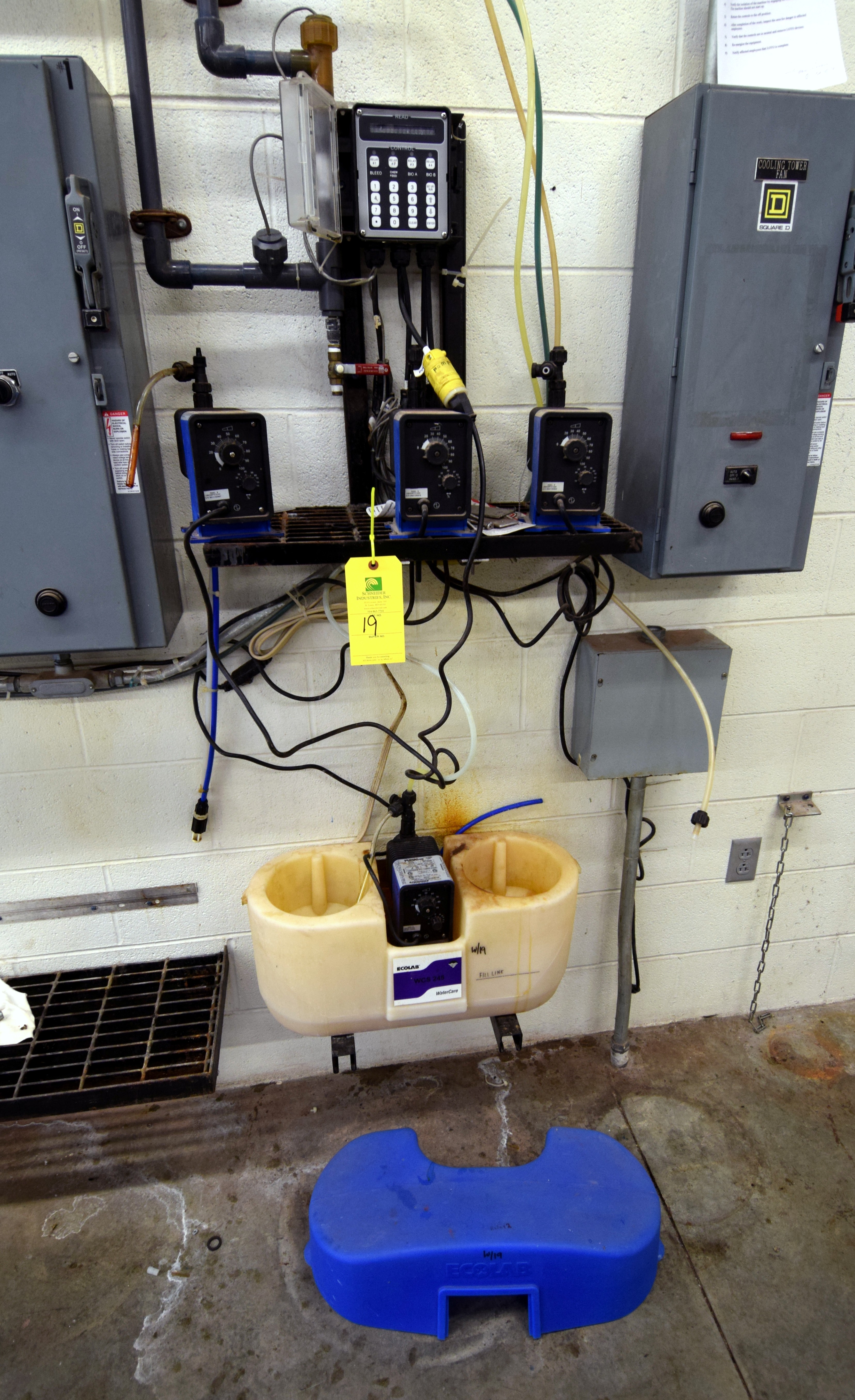 EcoLab water care system consisting of: (2) feed containers, (5 ...