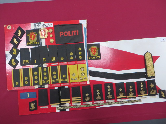 Selection of Norway Police Badges including gilt and enamel cap badge ...