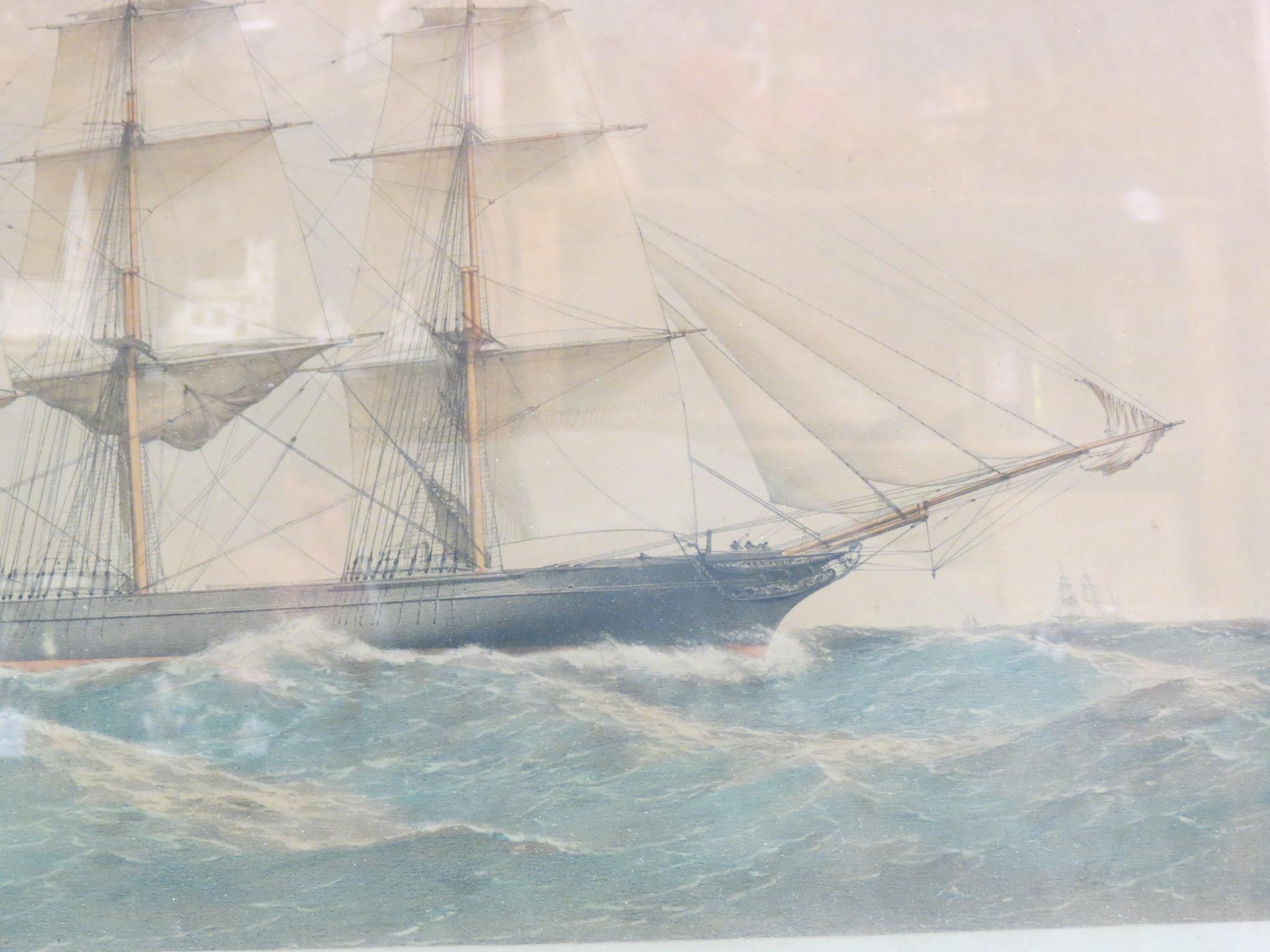 A Victorian lithographed ship portrait, "Lahloo", clipper in full sail ...