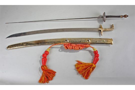 Saudi Arabian presentation sword, in gilt metal with enamel Saudi ...