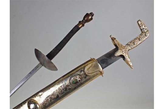 Saudi Arabian presentation sword, in gilt metal with enamel Saudi ...