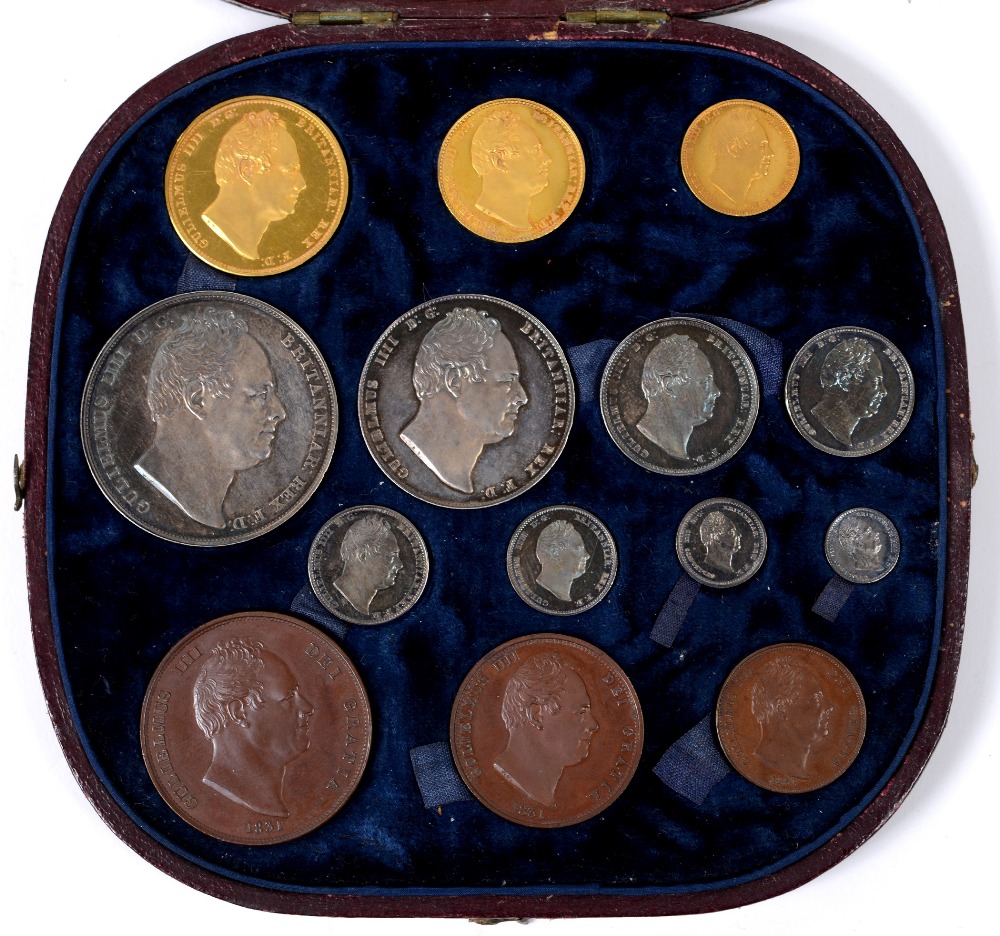 A WILLIAM 1111 1831 PROOF SET OF 14 COINS. In the original case with £2 ...
