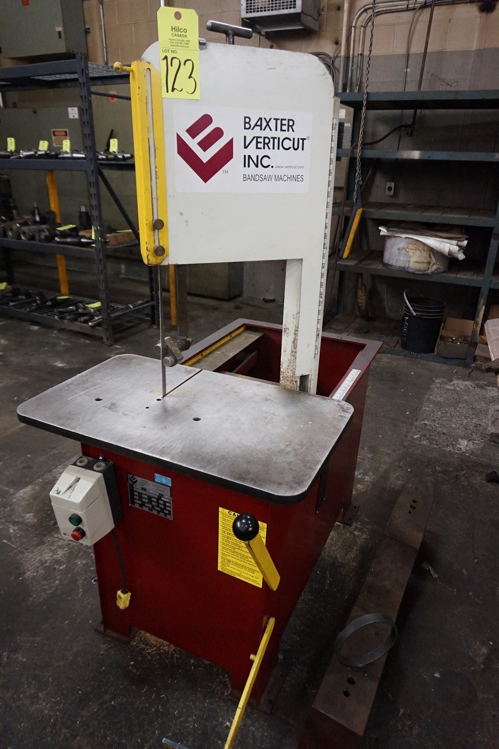 Baxter Model 115 Verticut Roll-in Vertical Band Saw, Serial Number ...
