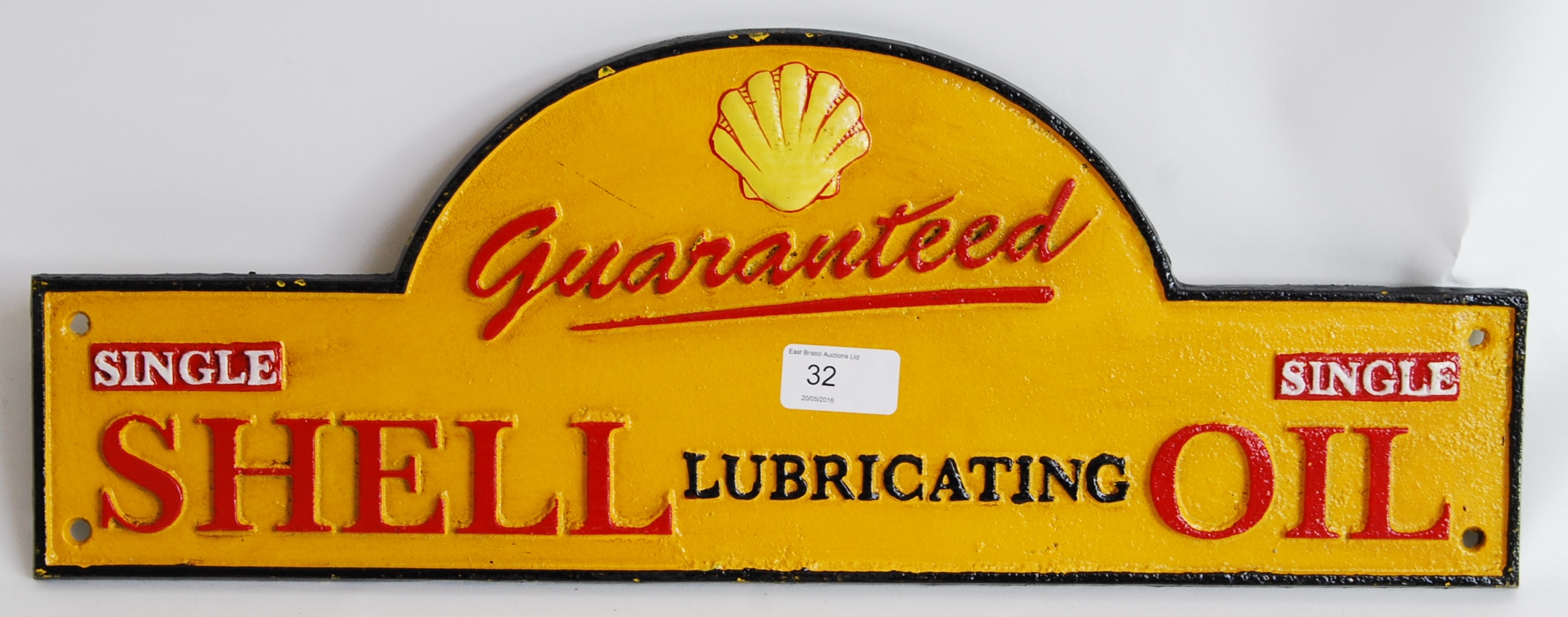 SHELL: A vintage style reproduction Shell Oil domed sign in yellow ...