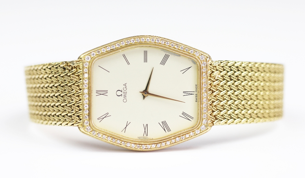An 18ct gold and diamond set gentlemans Omega wristwatch originally ...