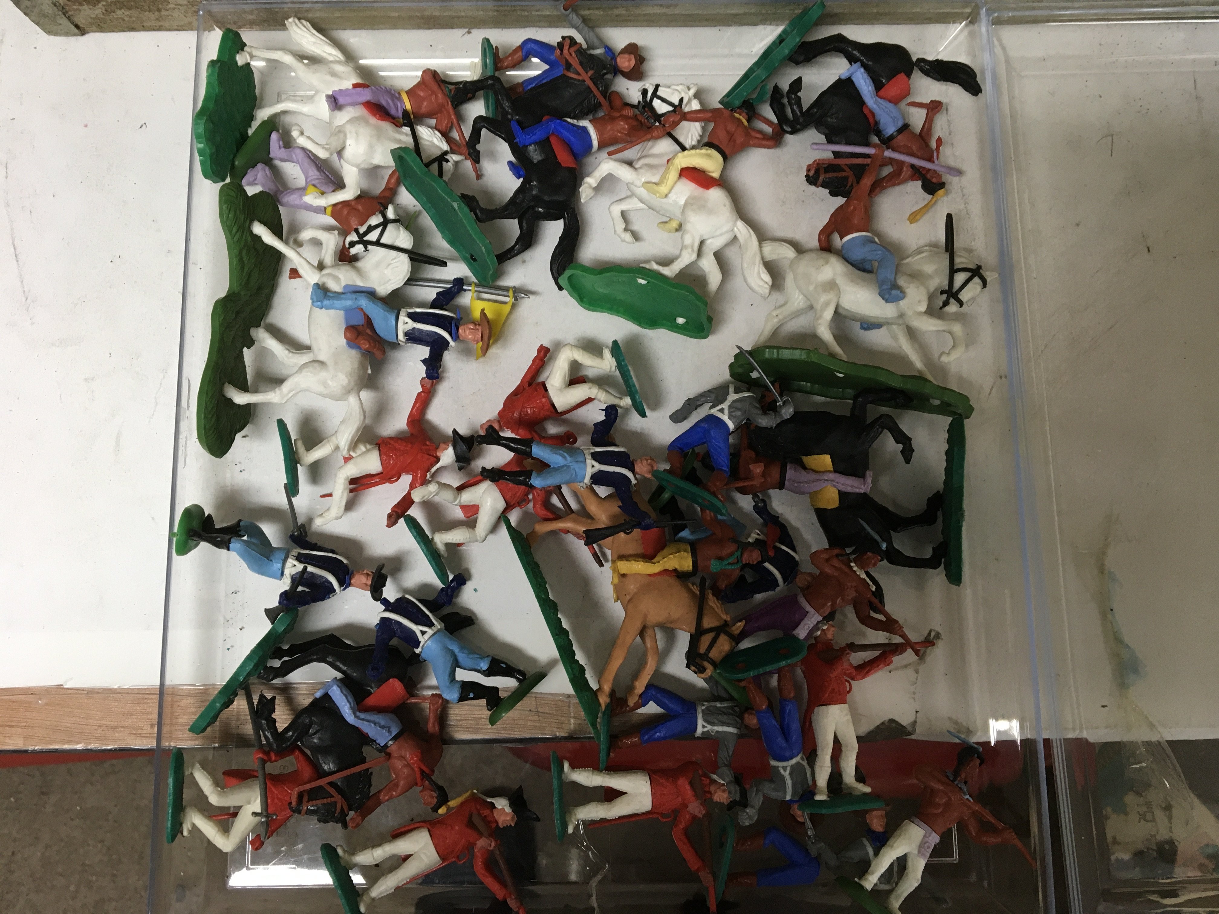 A home made fort with a collection of Timpo soldiers