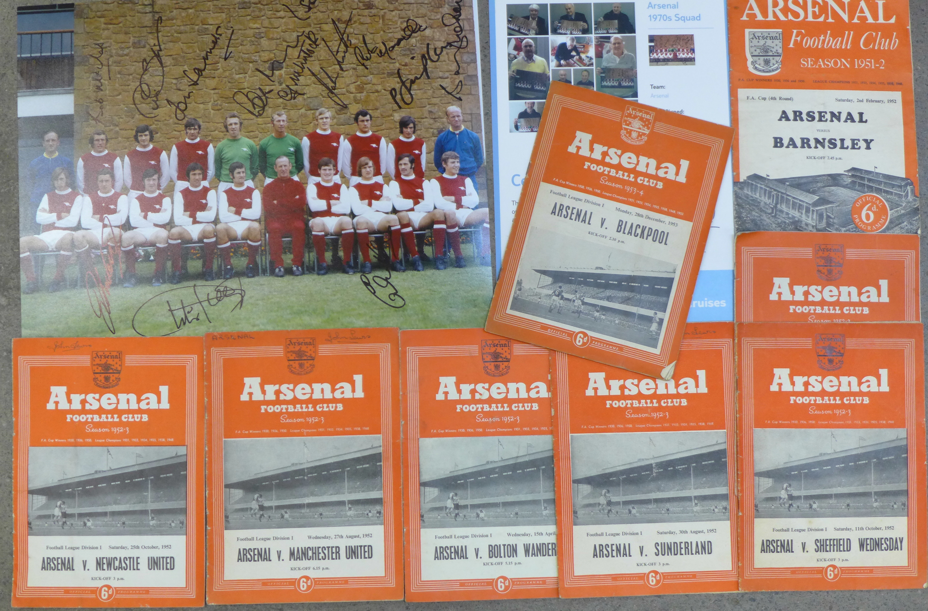 A large Arsenal FC signed team photograph, 1970's squad, signed 28/11 ...